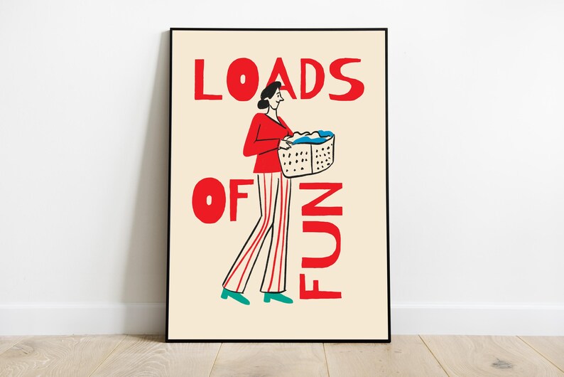 Loads of Fun Laundry Digital Wall Art, Laundry Room Wall Decor ...