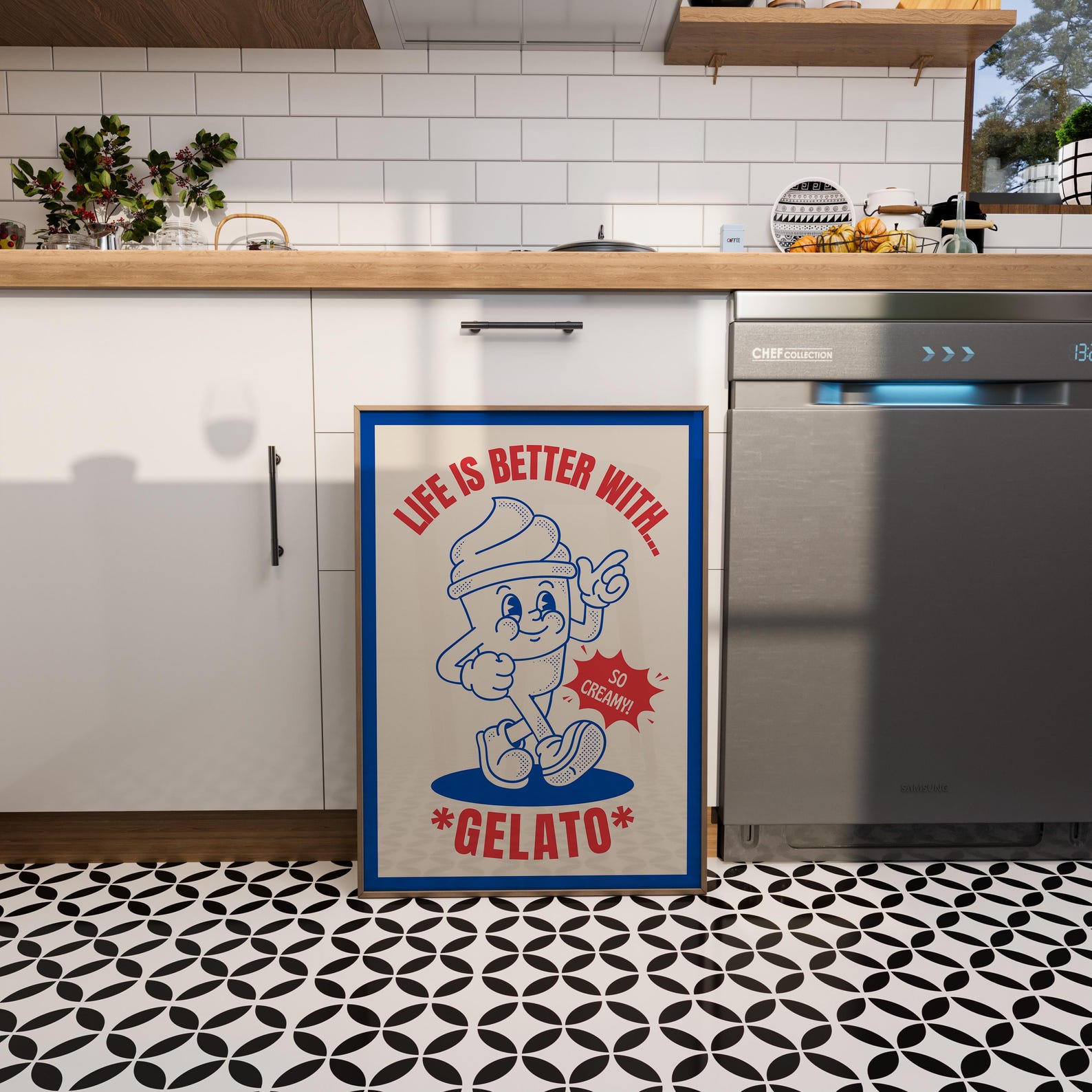 Retro Gelato Poster - Funny Ice Cream Wall Art, Vintage Food Print ...