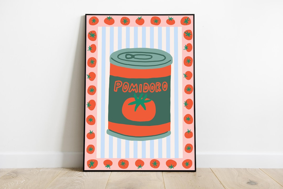 Pomodoro Tomato Can Poster | Retro Italian Kitchen Wall Art | Funny ...