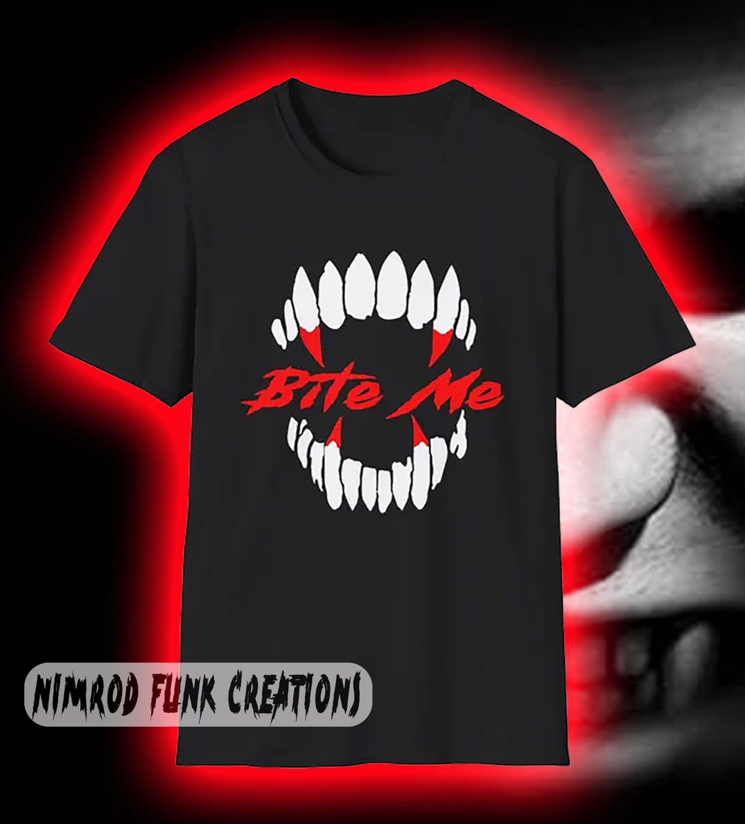 Bite Me Text Vampire Blood Unisex Softstyle T-shirt, Halloween Tee ...