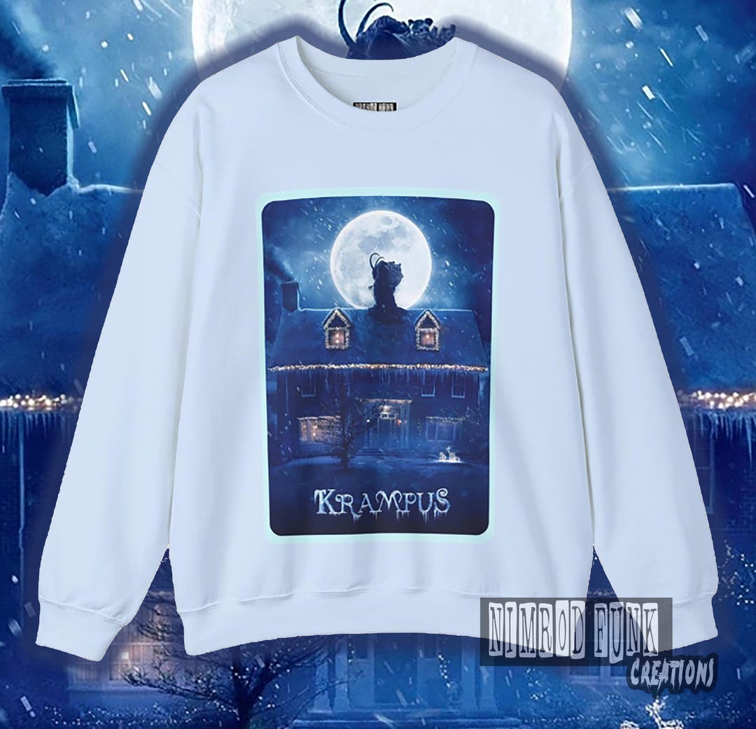Krampus Rooftop Crewneck Sweatshirt - Festive Holiday Christmas Jumper ...