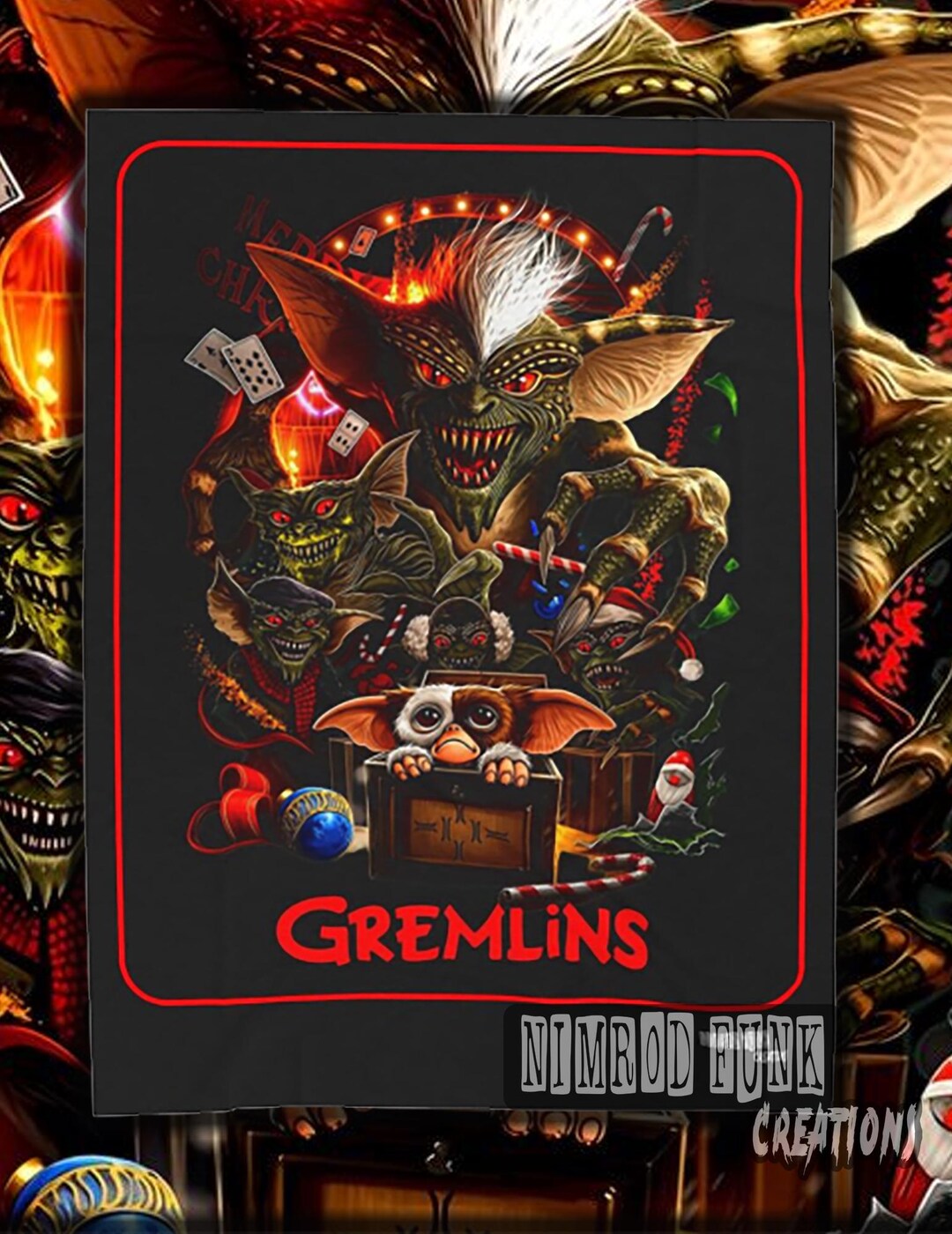 Gremlins Movie Blanket Velveteen Plush Blanket | Retro Gizmo Stripe ...