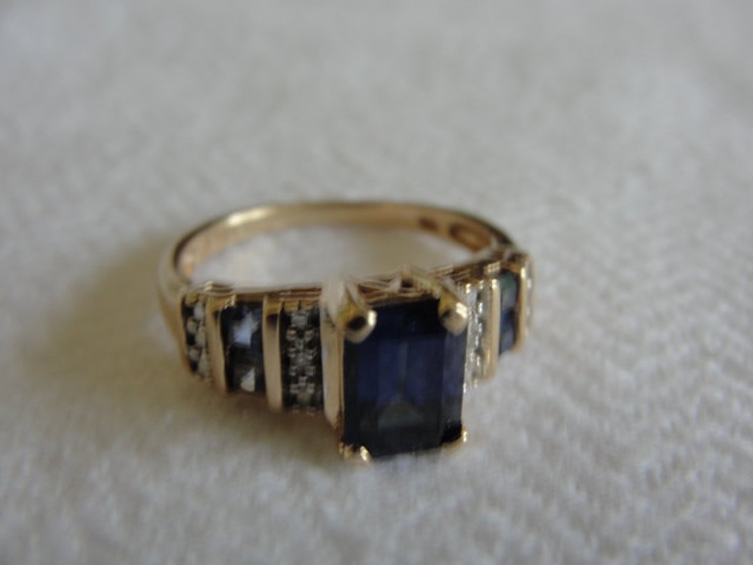 Vintage Viking Iolite and Diamond Ring in 10k Yellow Gold Size 5 ...