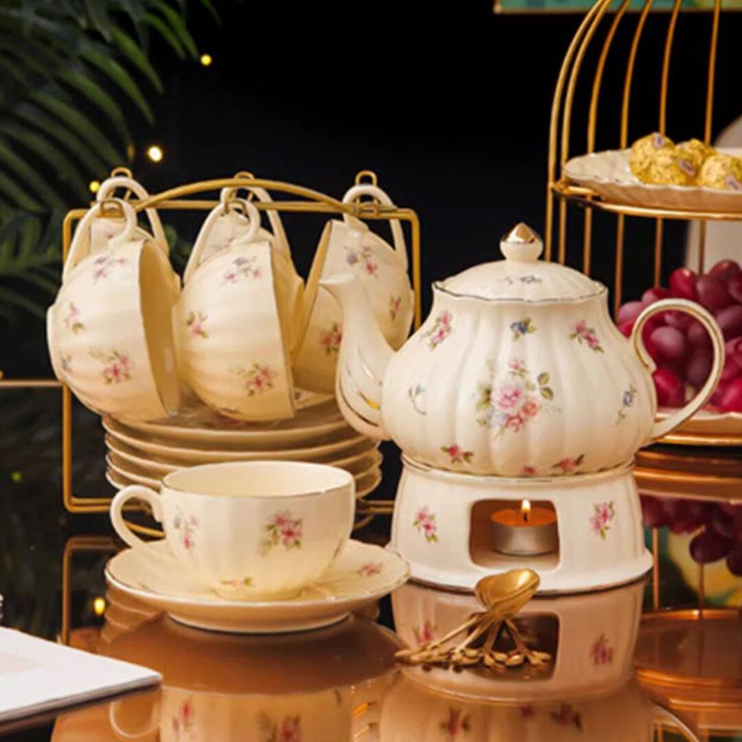 English Afternoon Tea Set Retro Tea Set Fruit and Flower Tea Set Candle ...