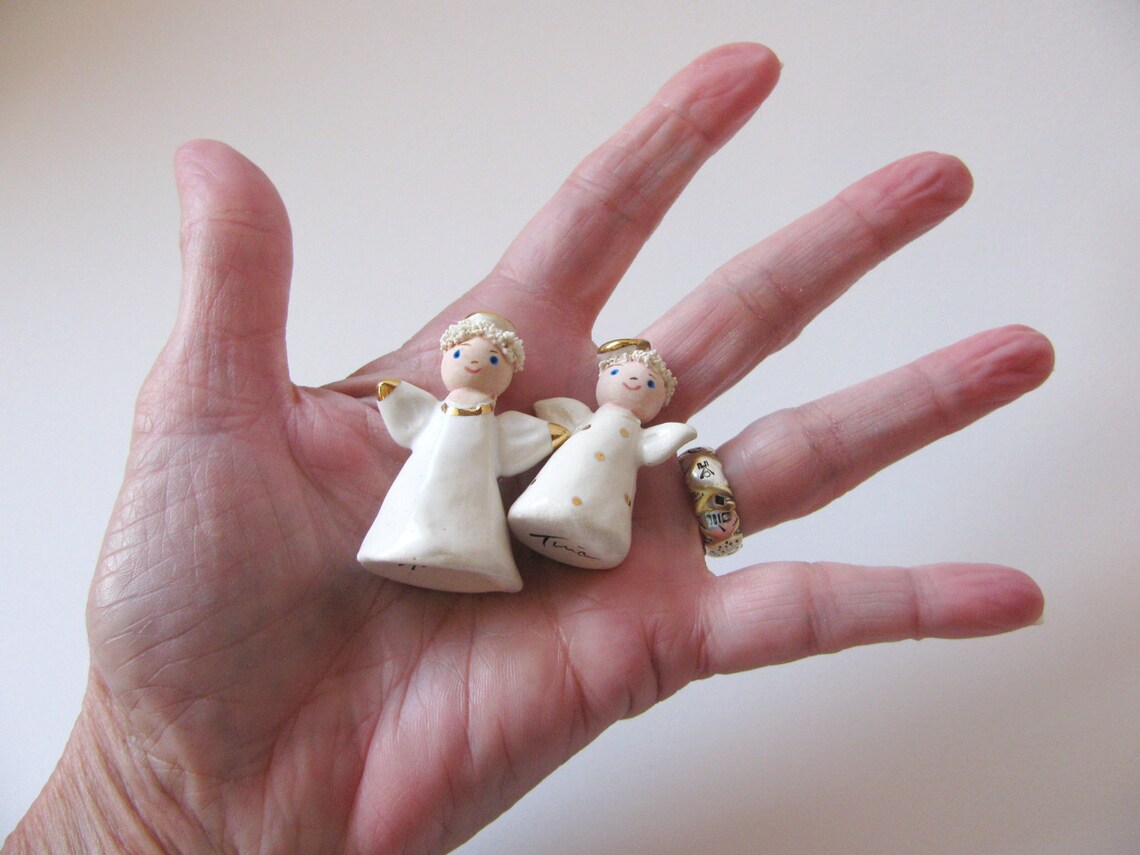 Two Little Angels Stoneware Clay Sculptures - Etsy