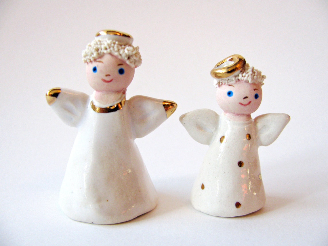Two Little Angels Stoneware Clay Sculptures - Etsy