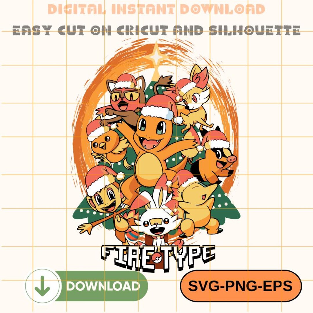 Christmas Pokemon Digital File, Pokemon Svg, Cute Pokemon Svg, Kawaii ...