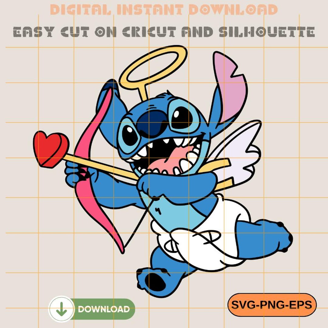 Valentine Stitch Cupid Svg, Love Svg, Valentines Day Svg, Disney Svg ...
