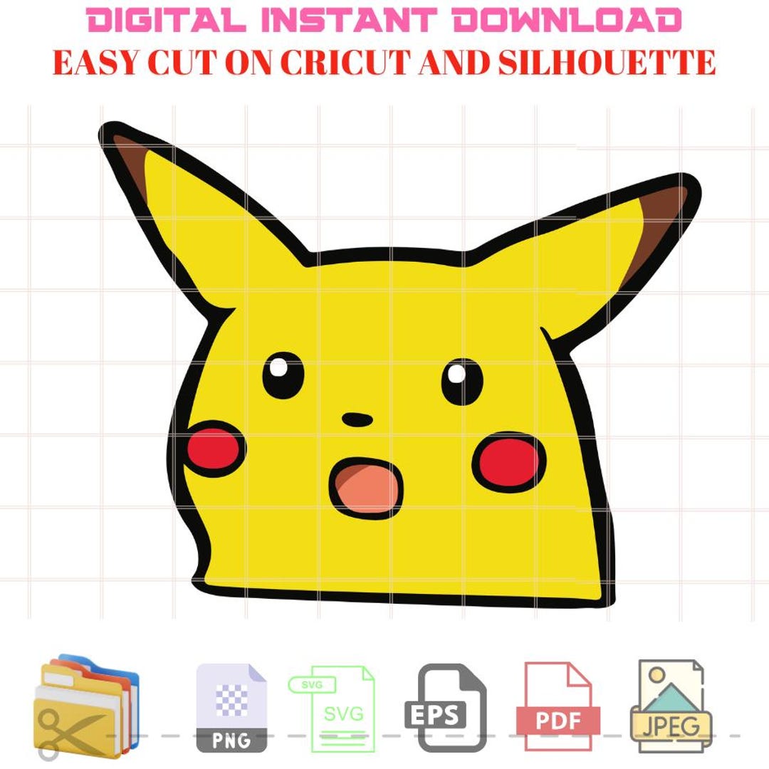 Surprised Pikachu SVG Digital File, Pokemon Svg, Cute Pikachu Svg ...