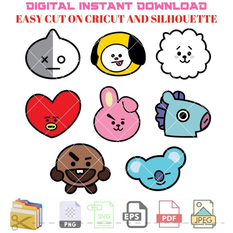 Layered BT21 Svg Bundle, Instant Download, Bundle for Cricut ...