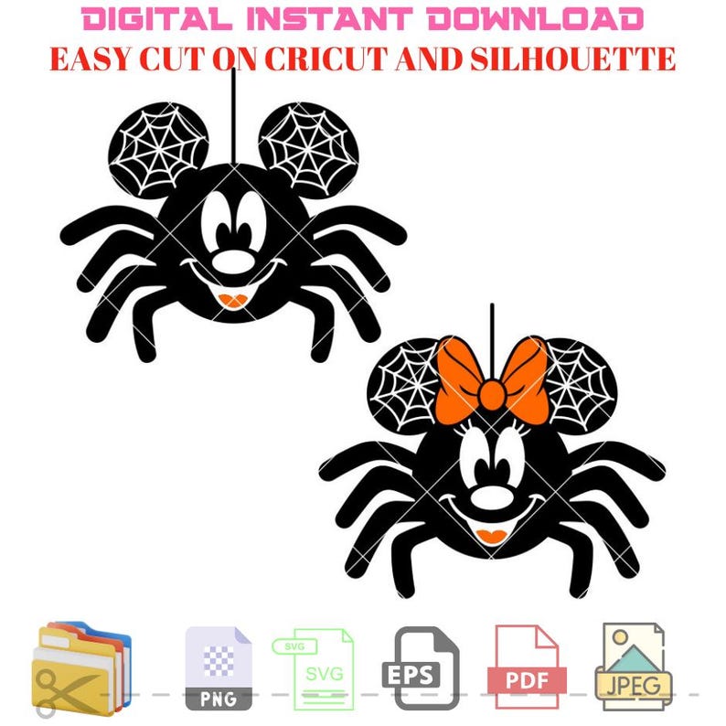 Mickey & Minnie Spider Bundle Svg, Trick or Treat Svg, Halloween Svg ...
