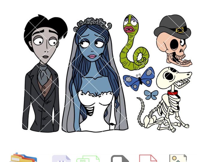 Corpse Bride Emily Clipart and Clear Stamp - Etsy