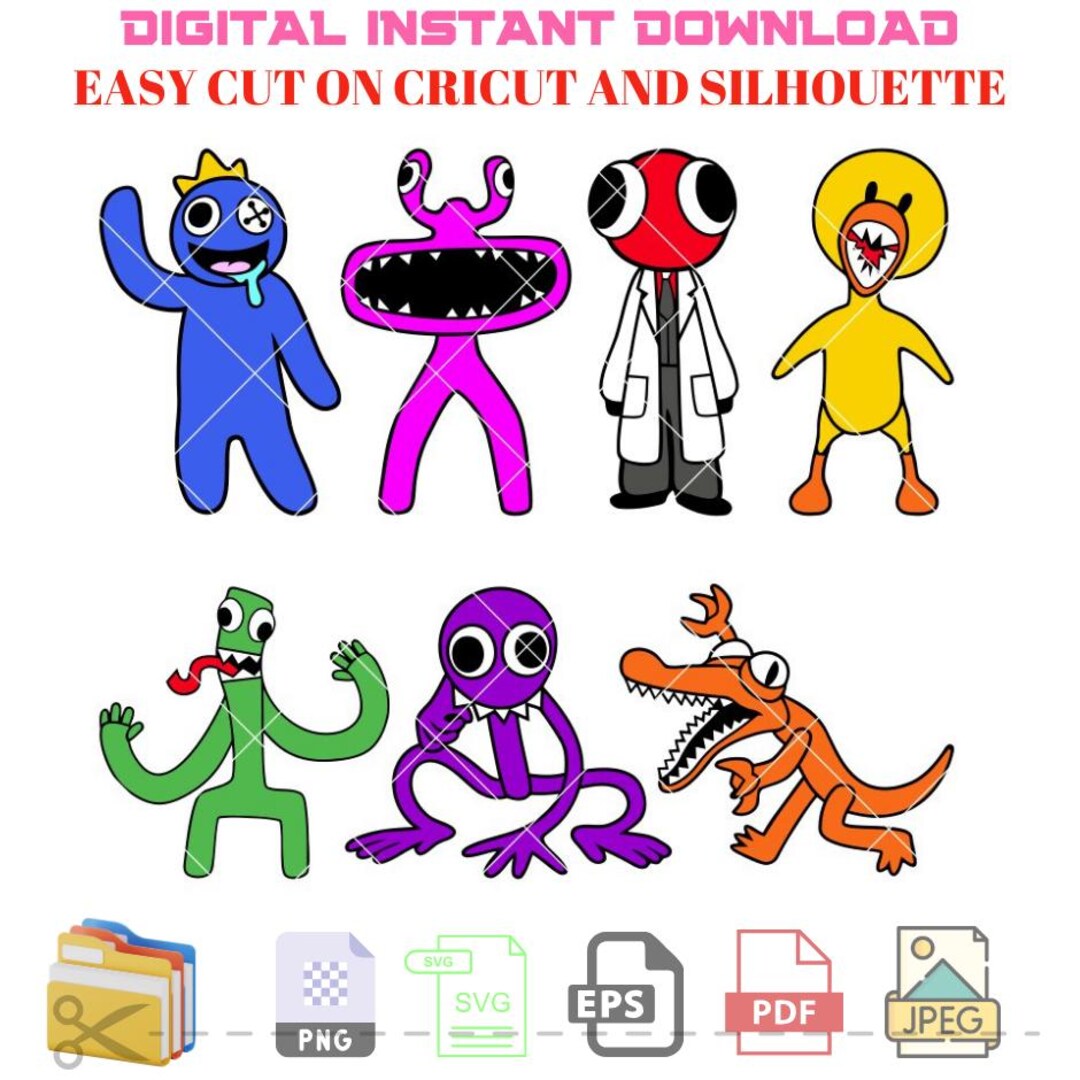 Rainbow Friends Characters Svg, Rainbow Family Svg, Gamer Rainbow ...