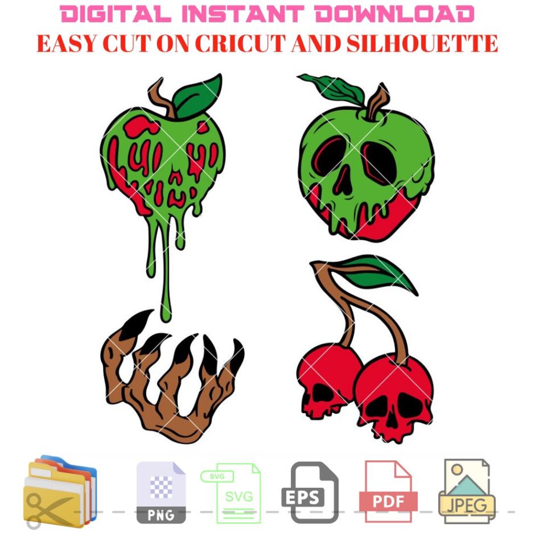 Poison Apple Bundle Svg, Halloween Svg, Spooky Season Svg, Kawaii Svg ...