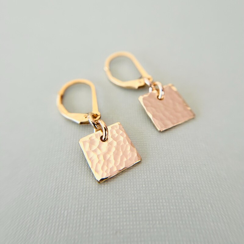 Square Gold Earrings - Etsy