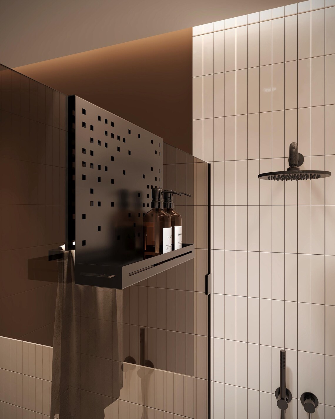 DIY Shower Shelf Industrial Organizer | Modern Metal Shelf for Bathroom ...