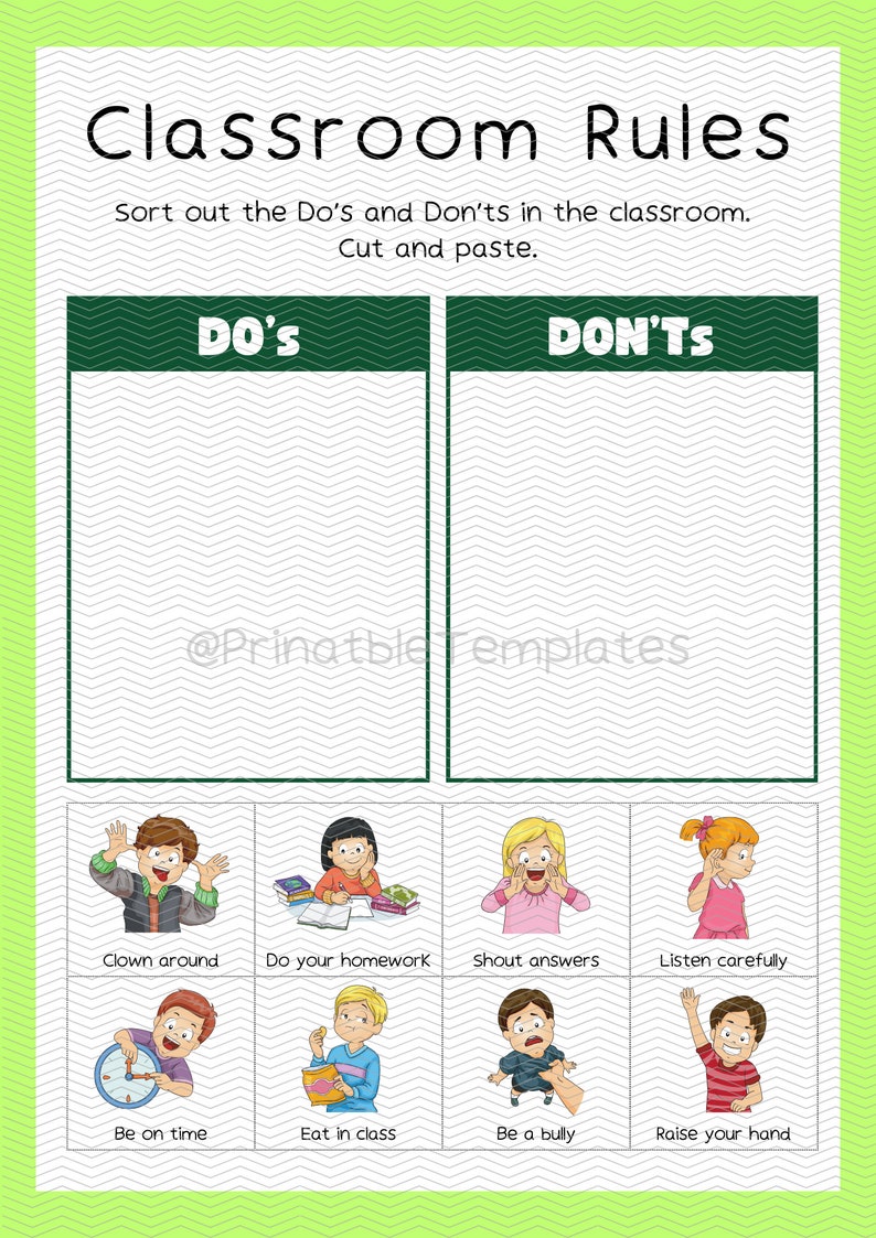 Classroom Rules Cut Out Activity - Etsy