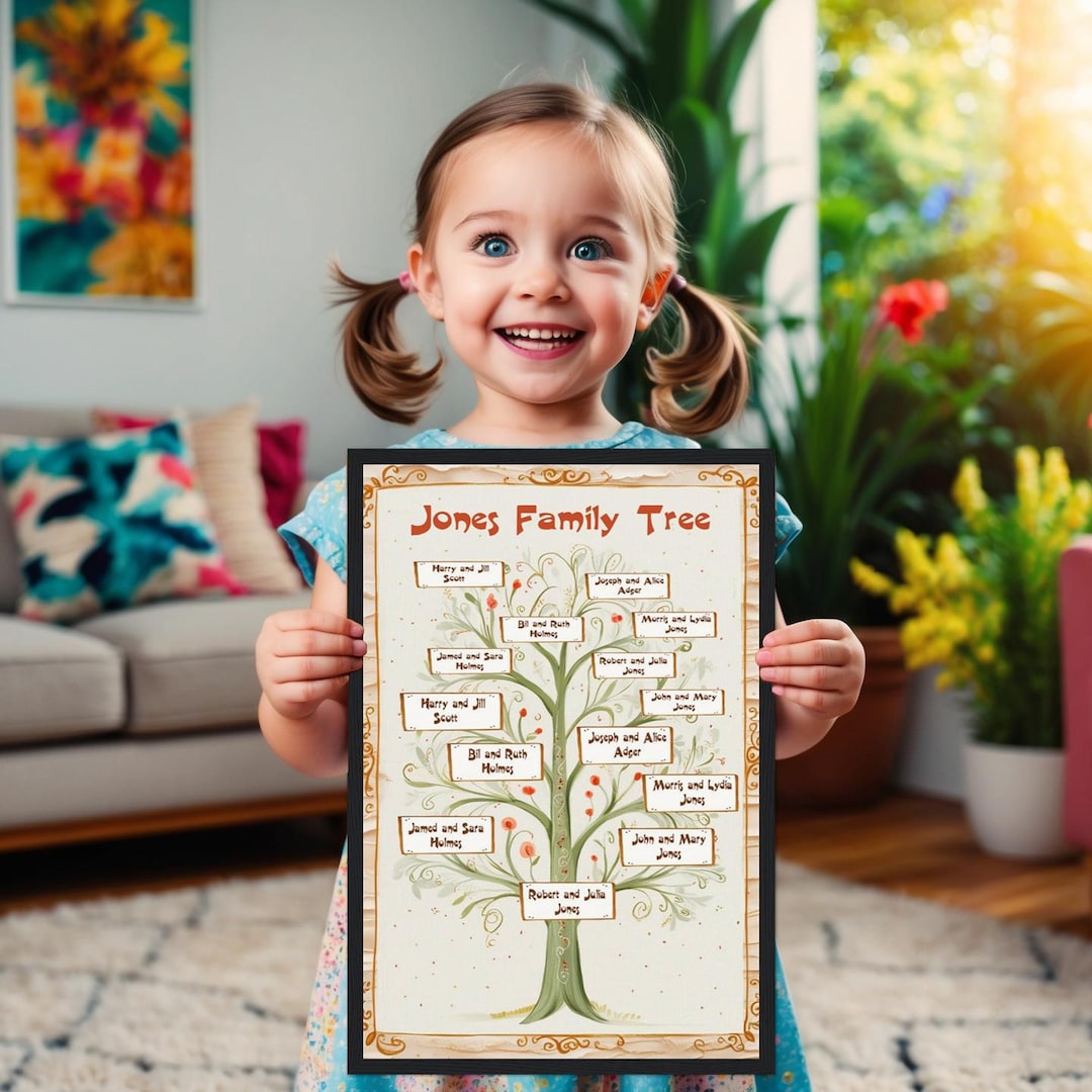 Framed Personalised Family Tree Poster – Customised Beautiful Design ...