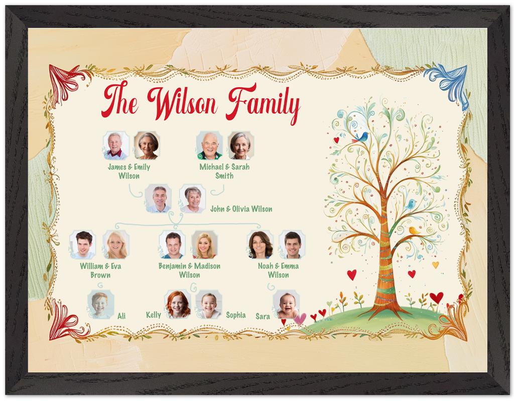 Personalized Family Tree With Photos and Names - Custom Family Legacy ...