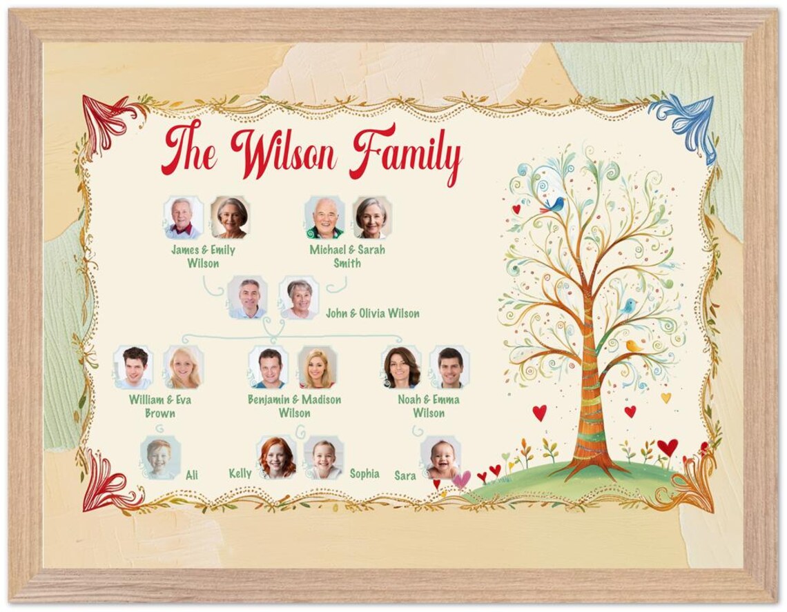 Personalized Family Tree With Photos and Names - Custom Family Legacy ...