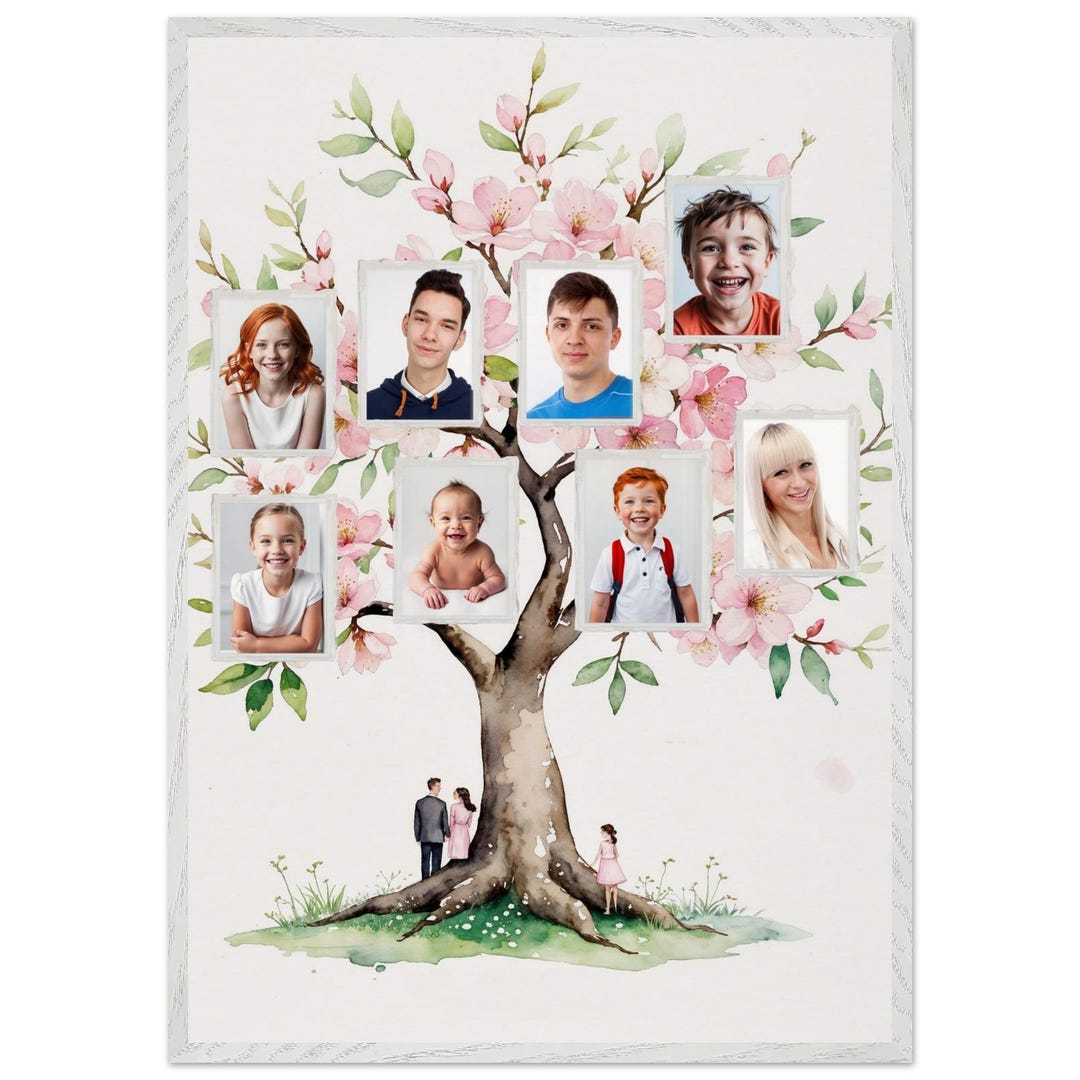 Custom Family Tree Photo Print: Watercolor Generational Art Gift - Etsy