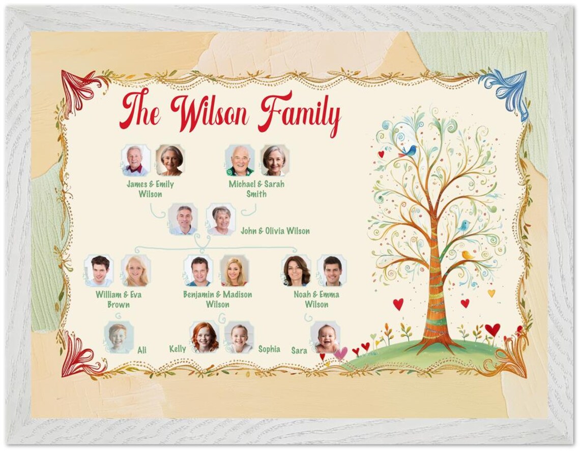Personalized Family Tree With Photos and Names - Custom Family Legacy ...