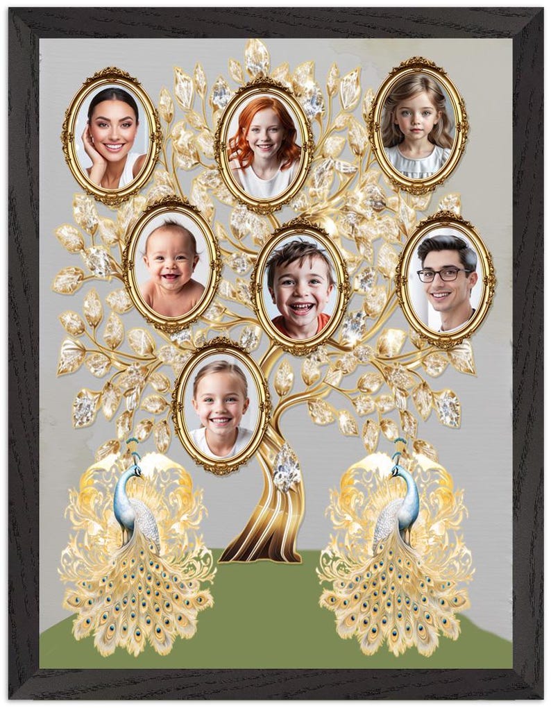 Personalized Golden Family Tree Art: Custom Photo Heirloom Print - Etsy