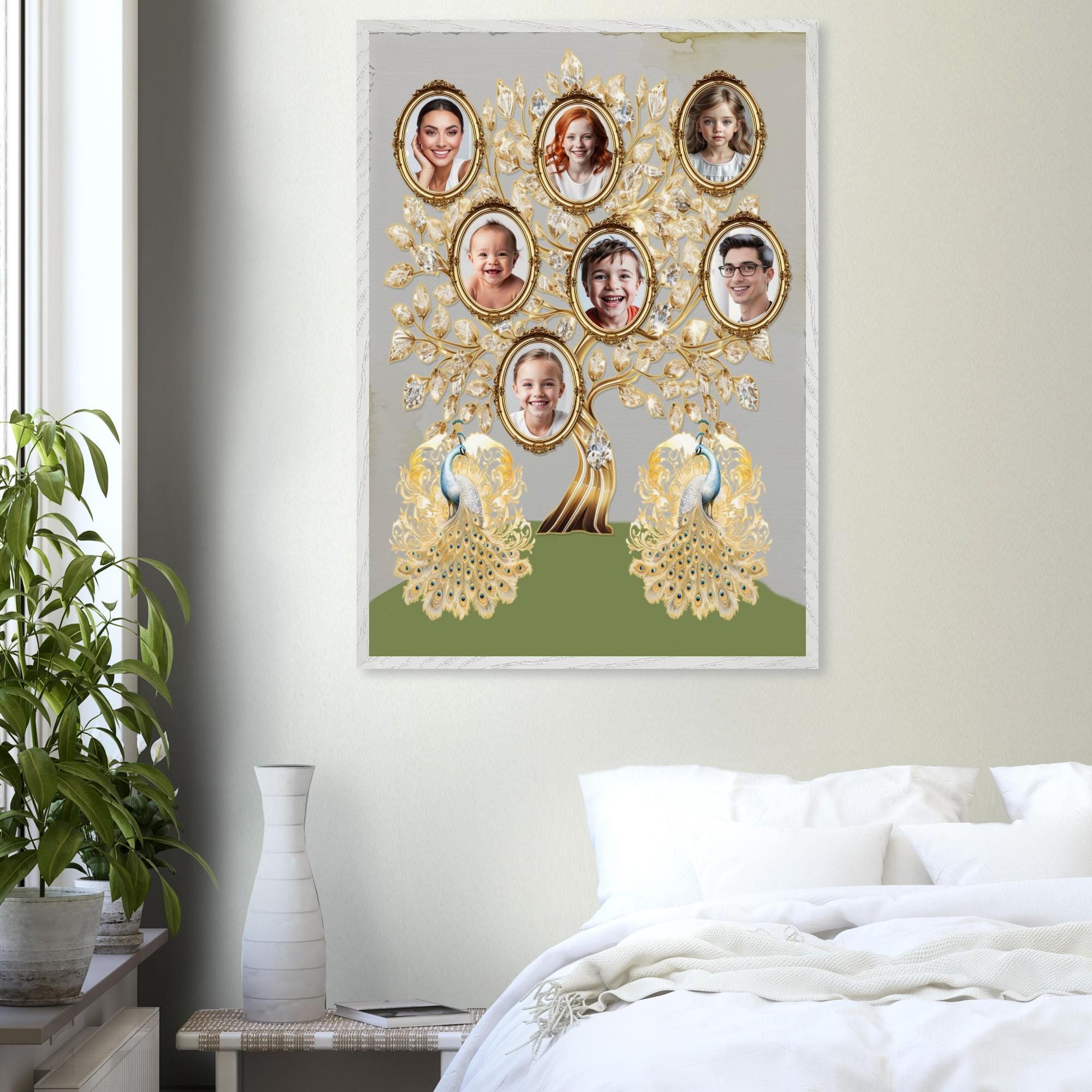 Personalized Golden Family Tree Art: Custom Photo Heirloom Print - Etsy
