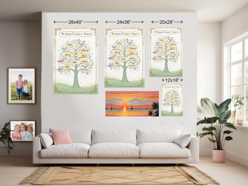 Personalized Genealogy Family Tree With Birds Family and With Custom ...