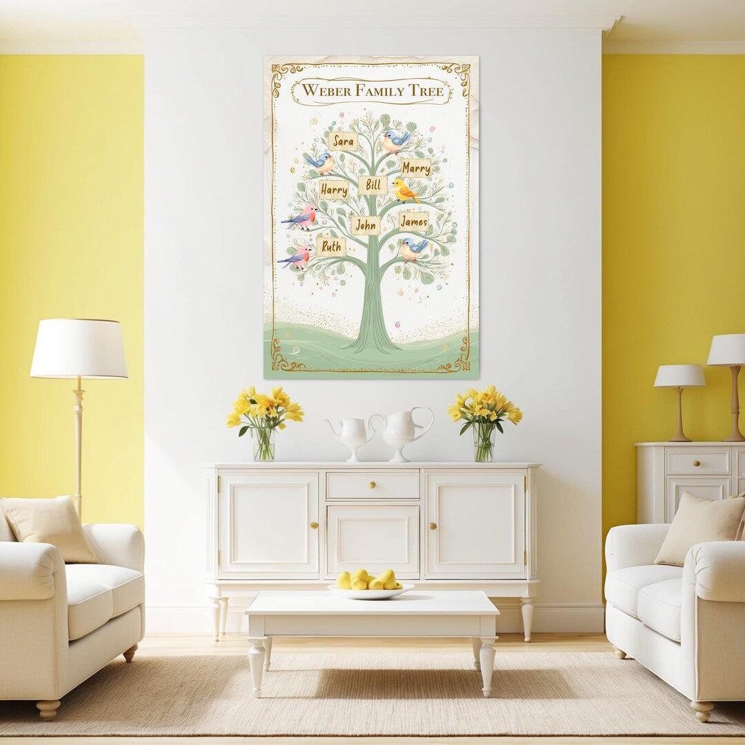 Personalized Genealogy Family Tree With Birds Family and With Custom ...