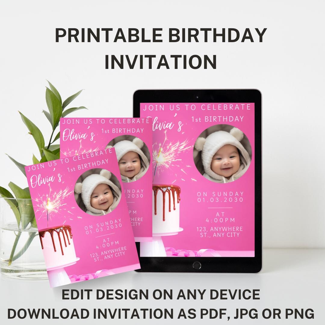 Girl Party Birthday Invitation Template Party Invitation Digital Party ...