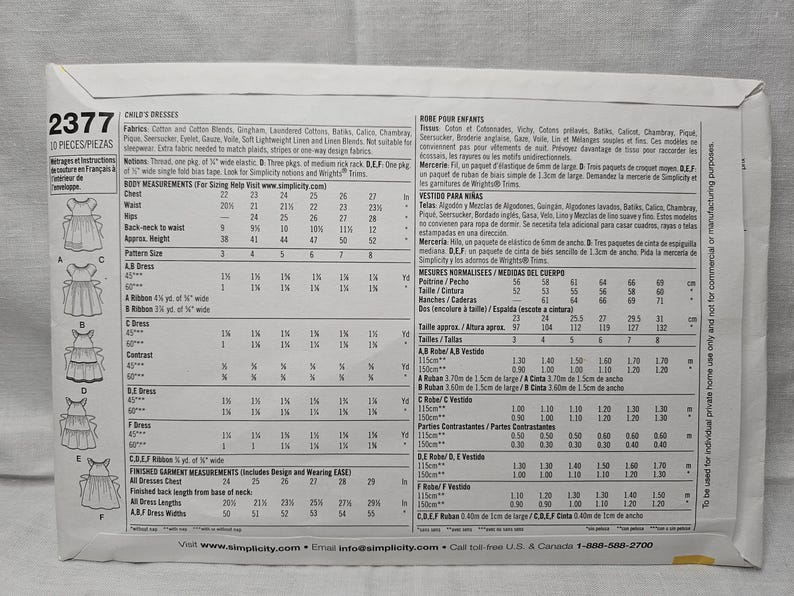 Girls’ Dress Sewing Pattern Bundle: Simplicity 2377, 2688 & Mccall’s ...