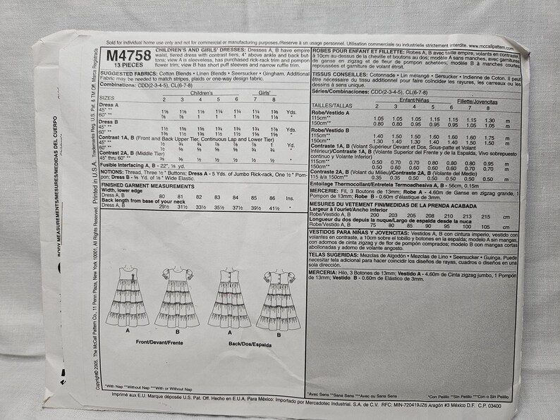 Girls’ Dress Sewing Pattern Bundle: Simplicity 2377, 2688 & Mccall’s ...