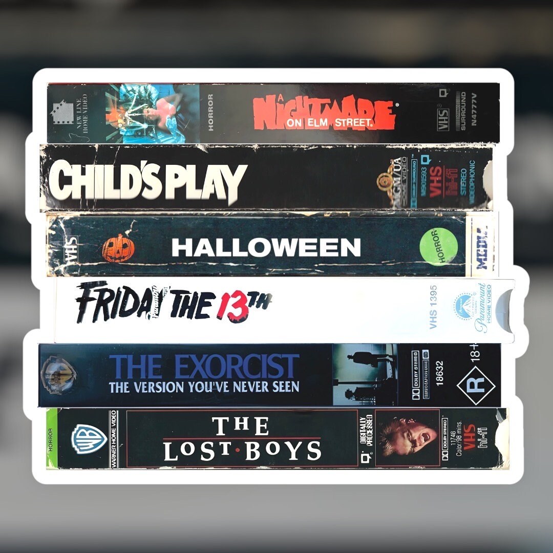 Classic Horror VHS Tape Box Set Sticker, High Quality Die Cut, Glossy ...