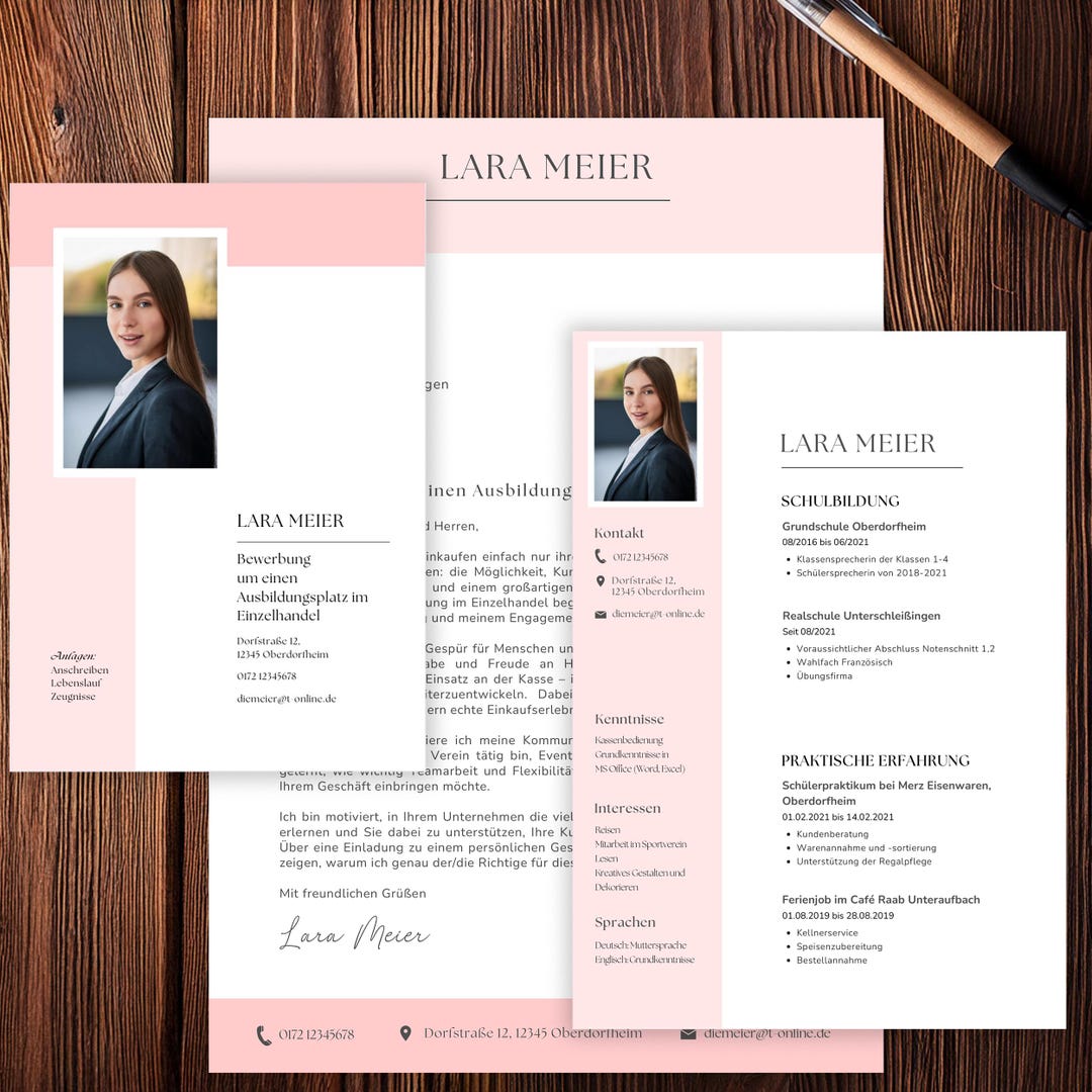Application CV Template German Canva Training Apprentice Retail Cover ...