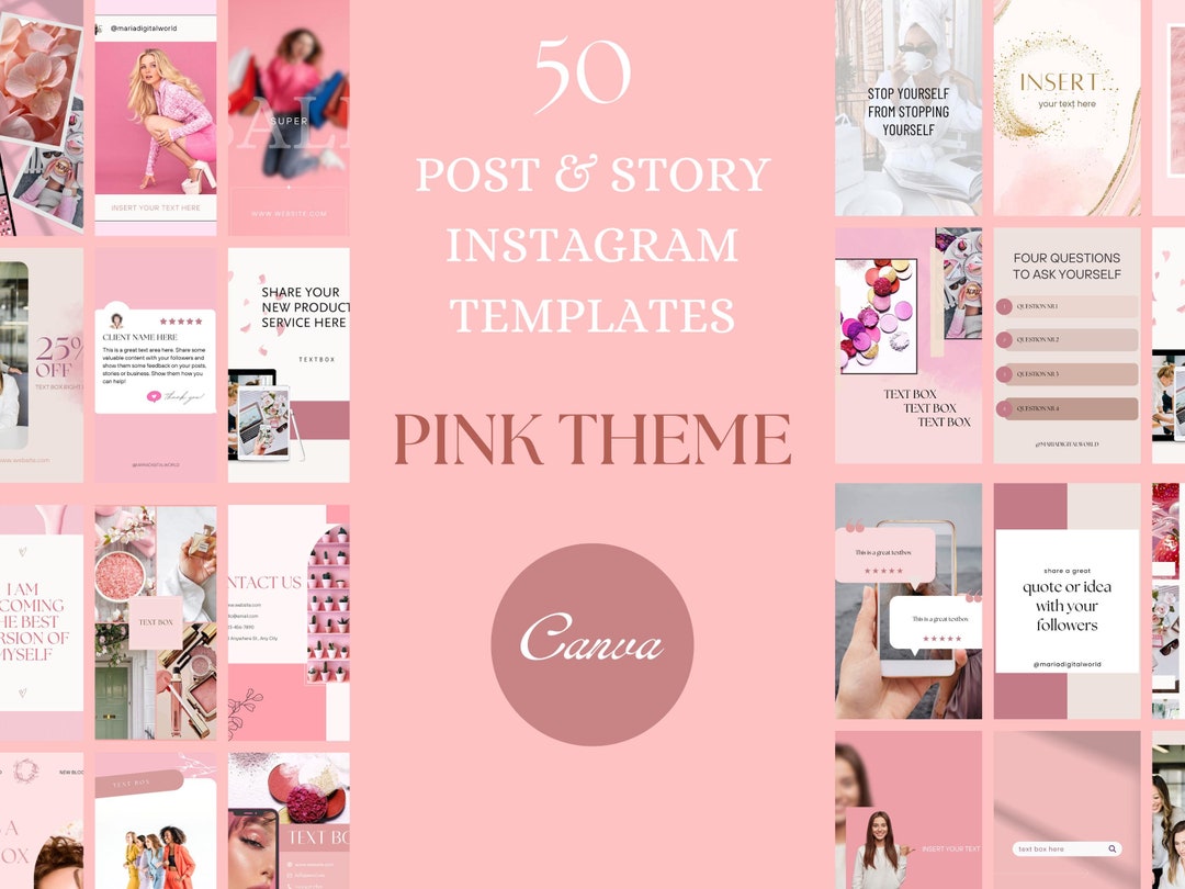 50 Pink Instagram Templates Pink Social Media Templates Canva Beauty ...