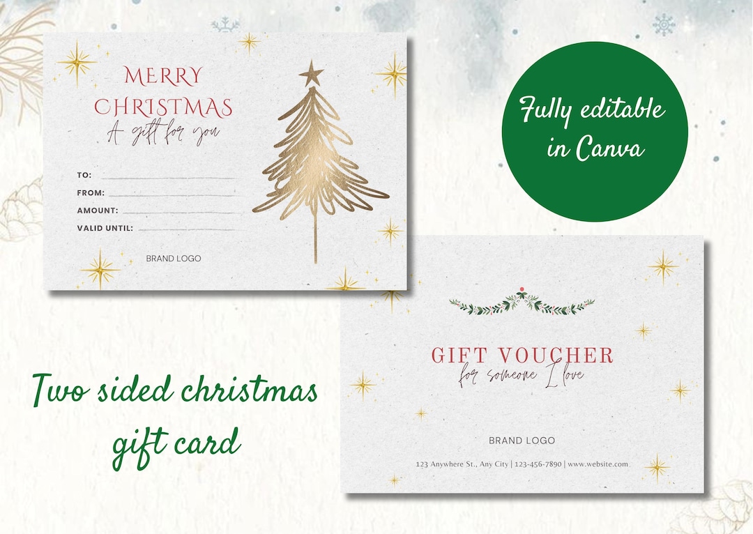 Christmas Gift Card Template DIY Christmas Gift Voucher Editable ...