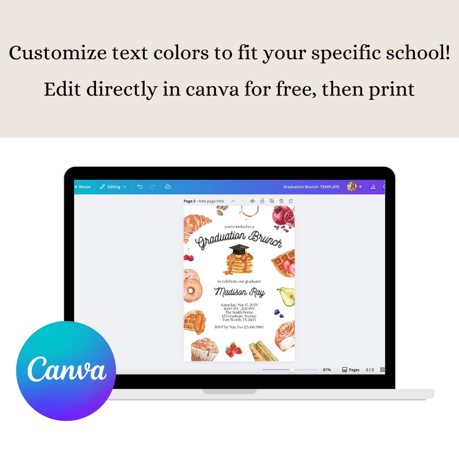 Graduation Brunch Celebration Invitation Graduation Party Invite Grad ...