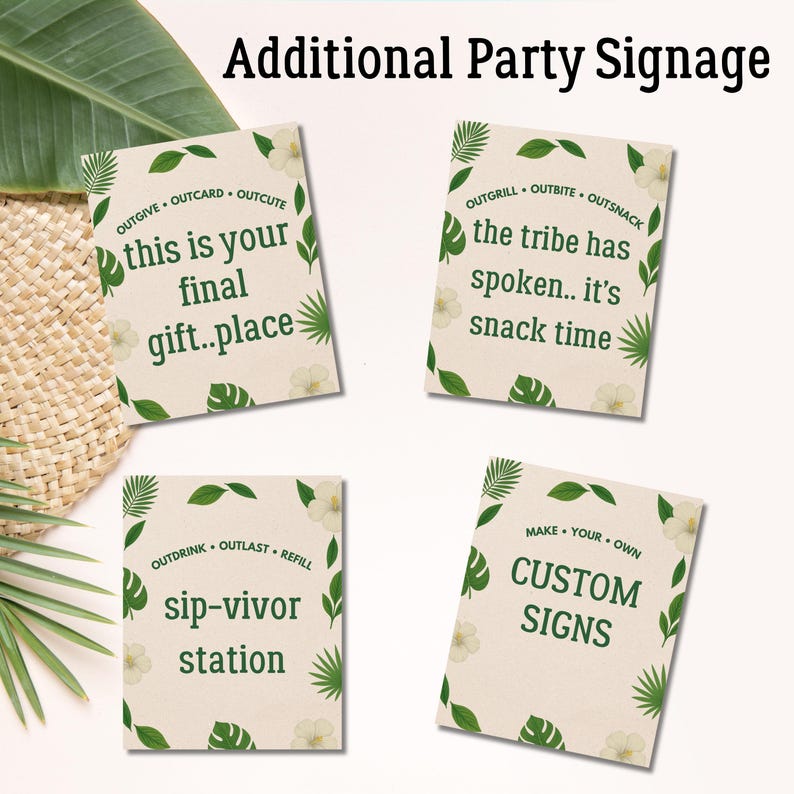 Survivor Themed Birthday Custom Signage Editable Decor Digital Download ...