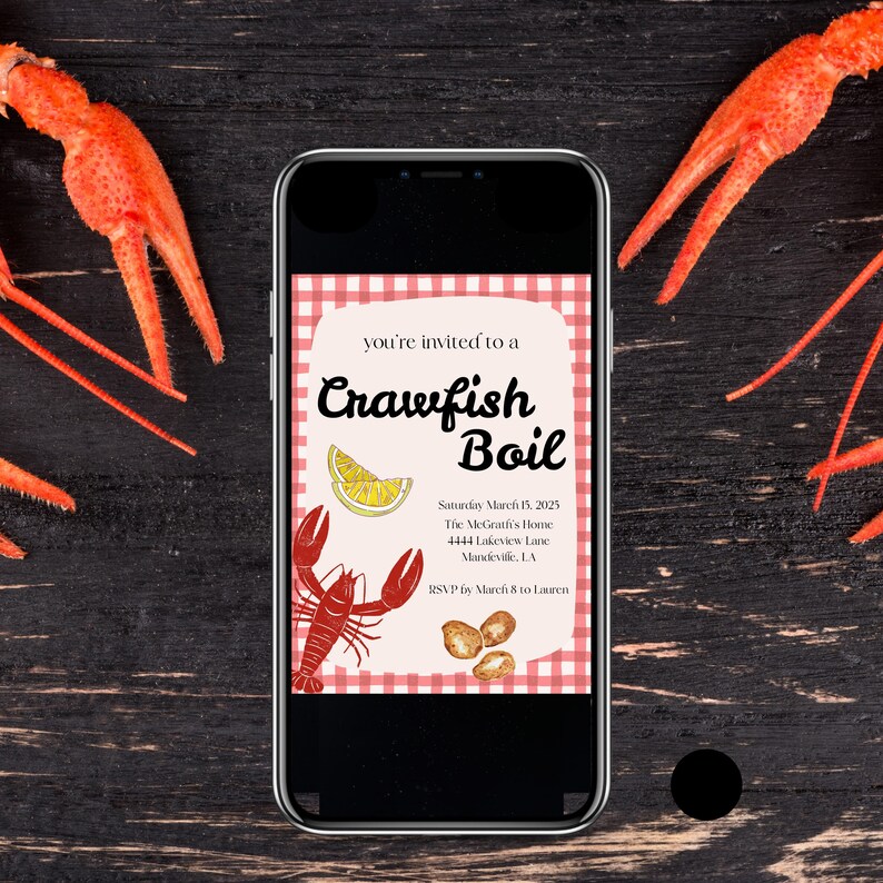 Crawfish Boil Party Invitation Editable Seafood Boil Party Invite Crawfish Party Downloadable ...