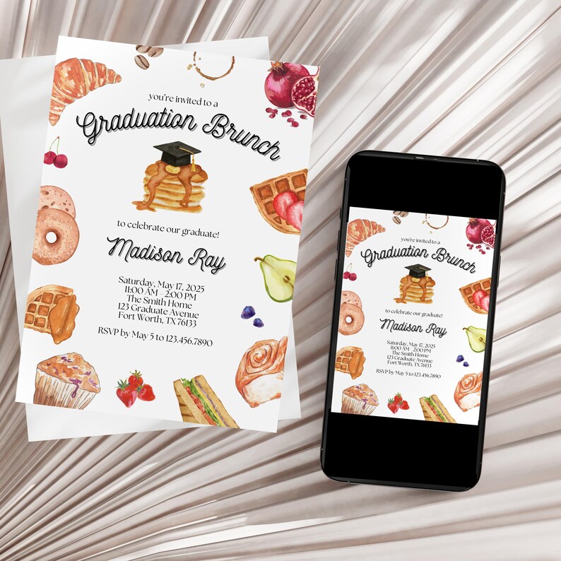 Graduation Brunch Celebration Invitation Graduation Party Invite Grad ...