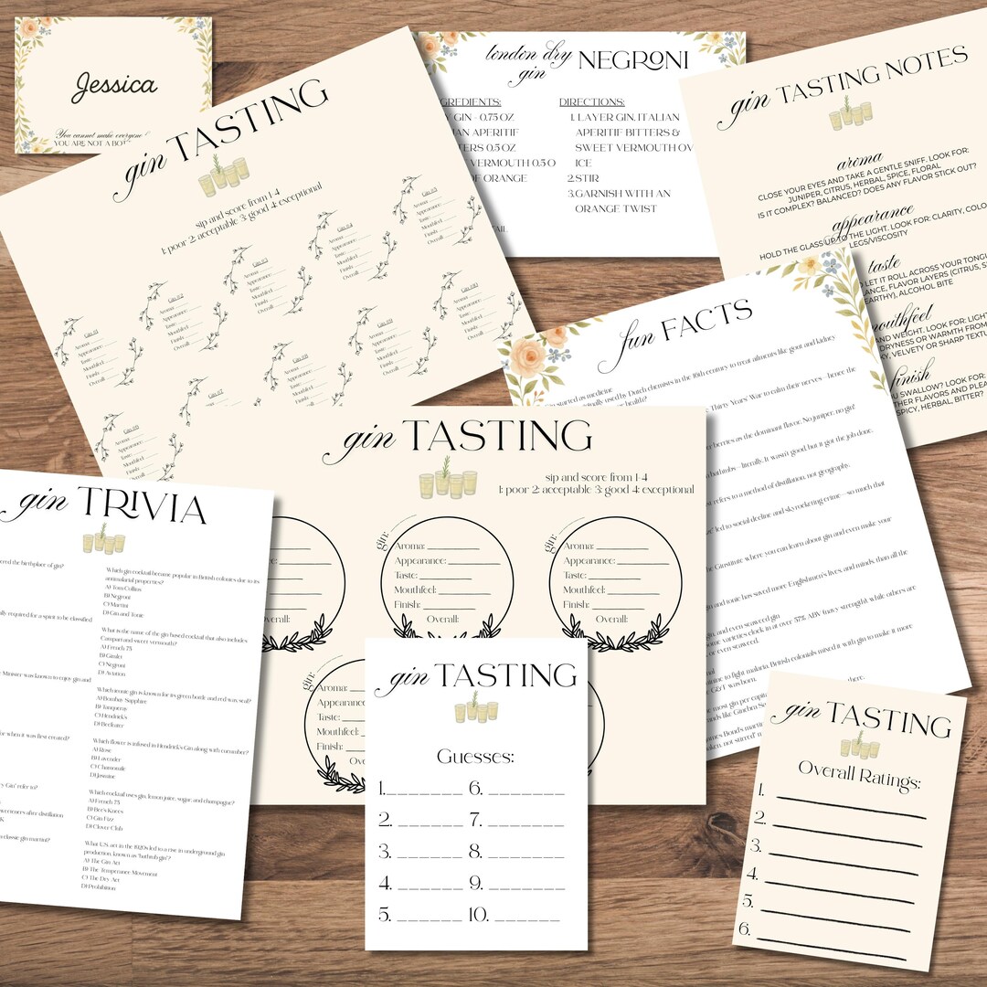 Gin Tasting Party Kit Gin Tasting Experience Party Liquor Tasting Party ...