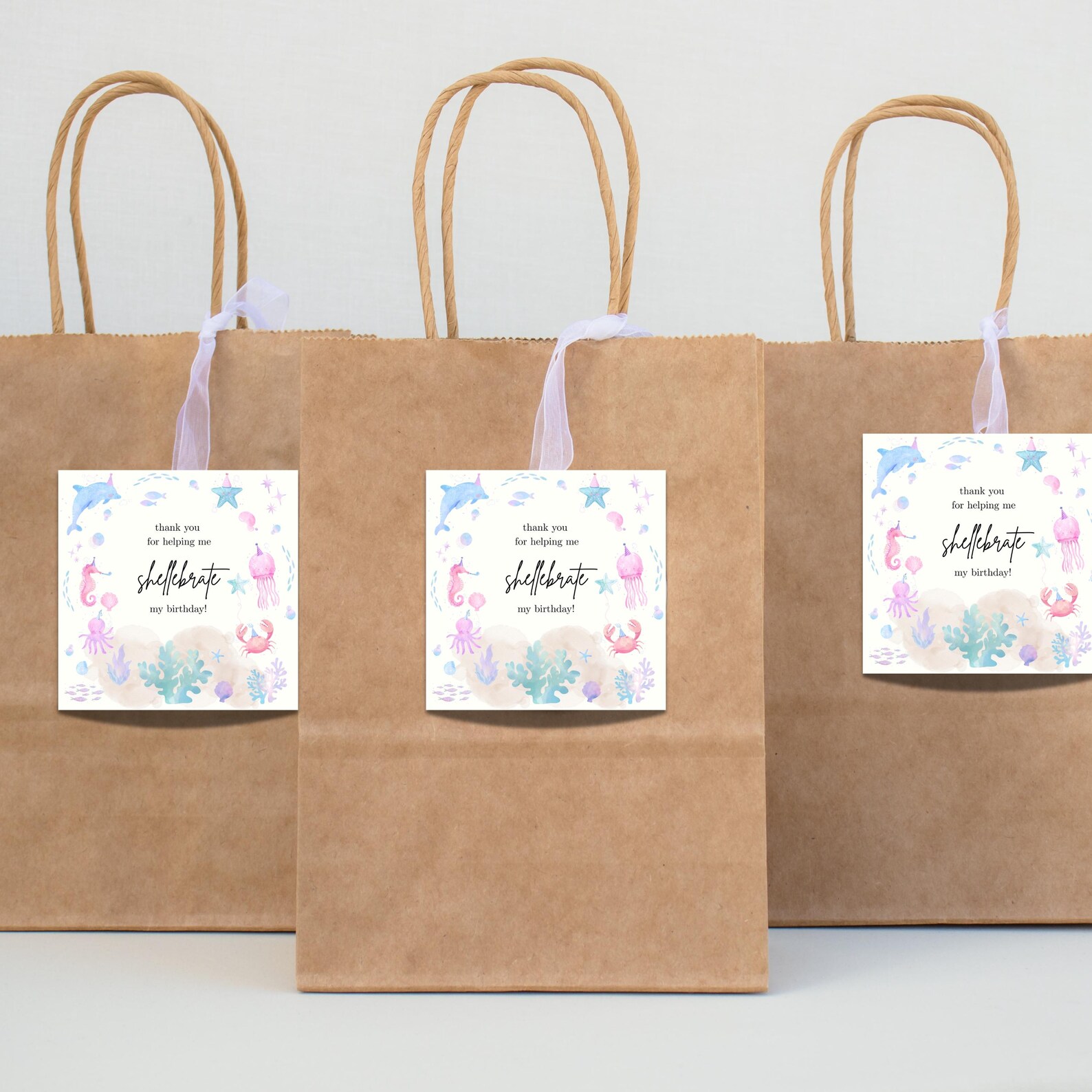 Under the Sea Party Favor Tags Ocean Birthday Themed Event Pastel Under ...