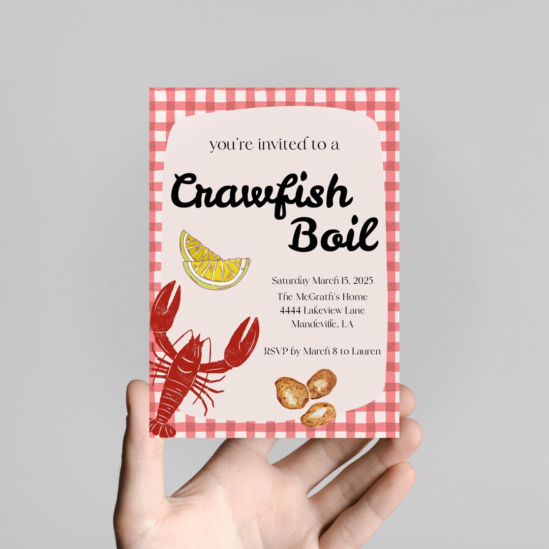 Crawfish Boil Party Invitation Editable Seafood Boil Party Invite ...