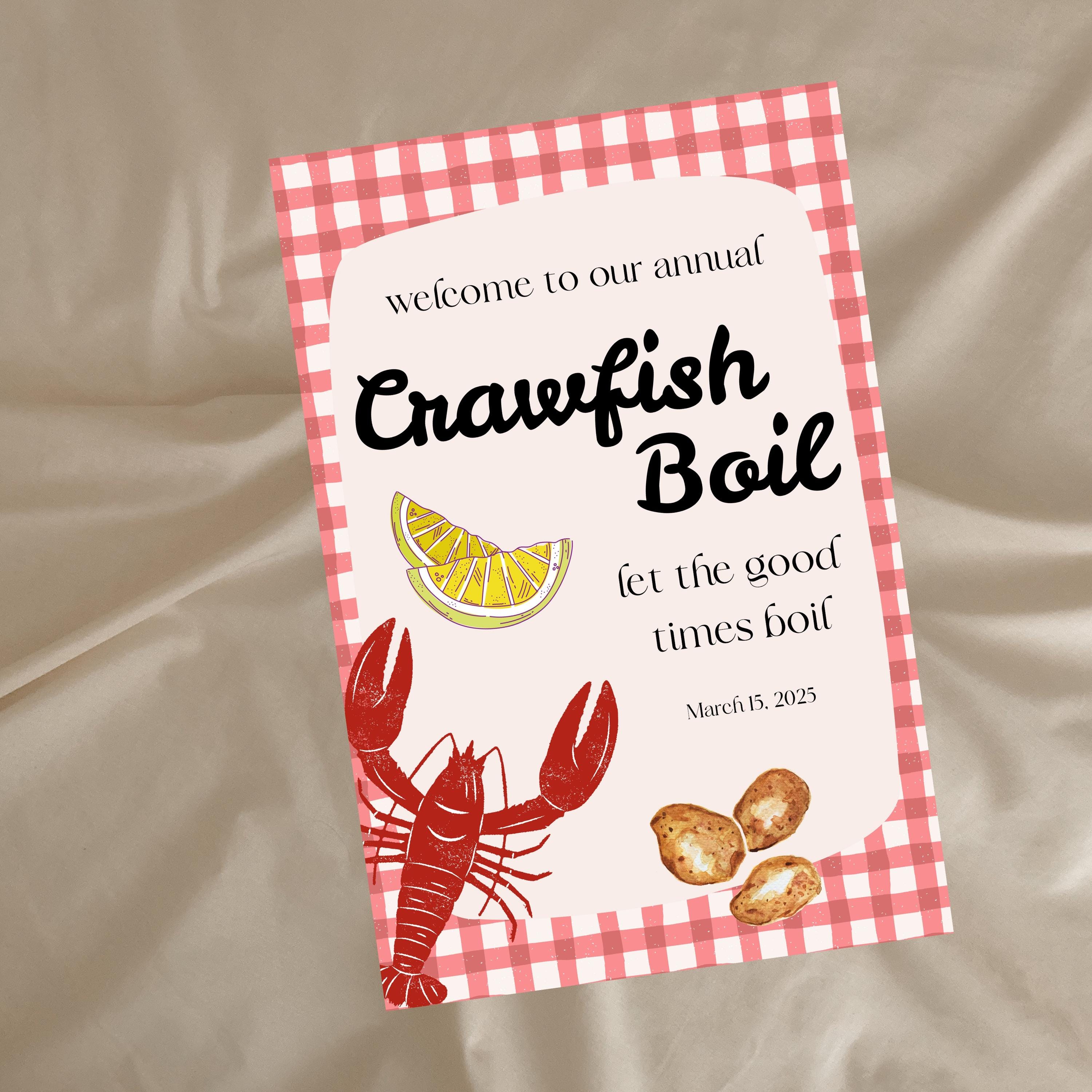 Crawfish Boil Party Welcome Sign Editable Seafood Boil Party Decor ...
