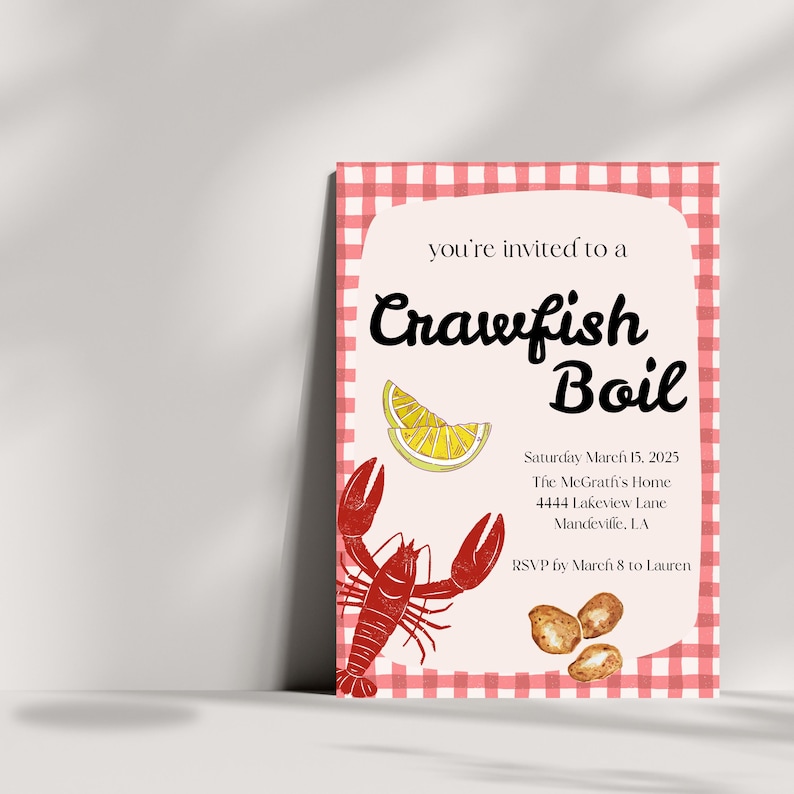 Crawfish Boil Party Invitation Editable Seafood Boil Party Invite ...