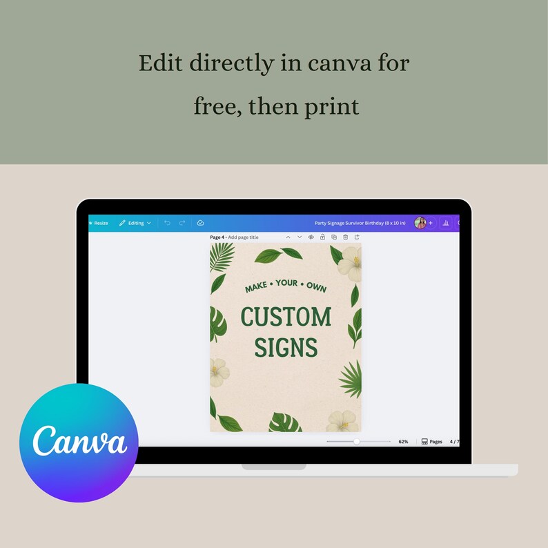 Survivor Themed Birthday Custom Signage Editable Decor Digital Download ...