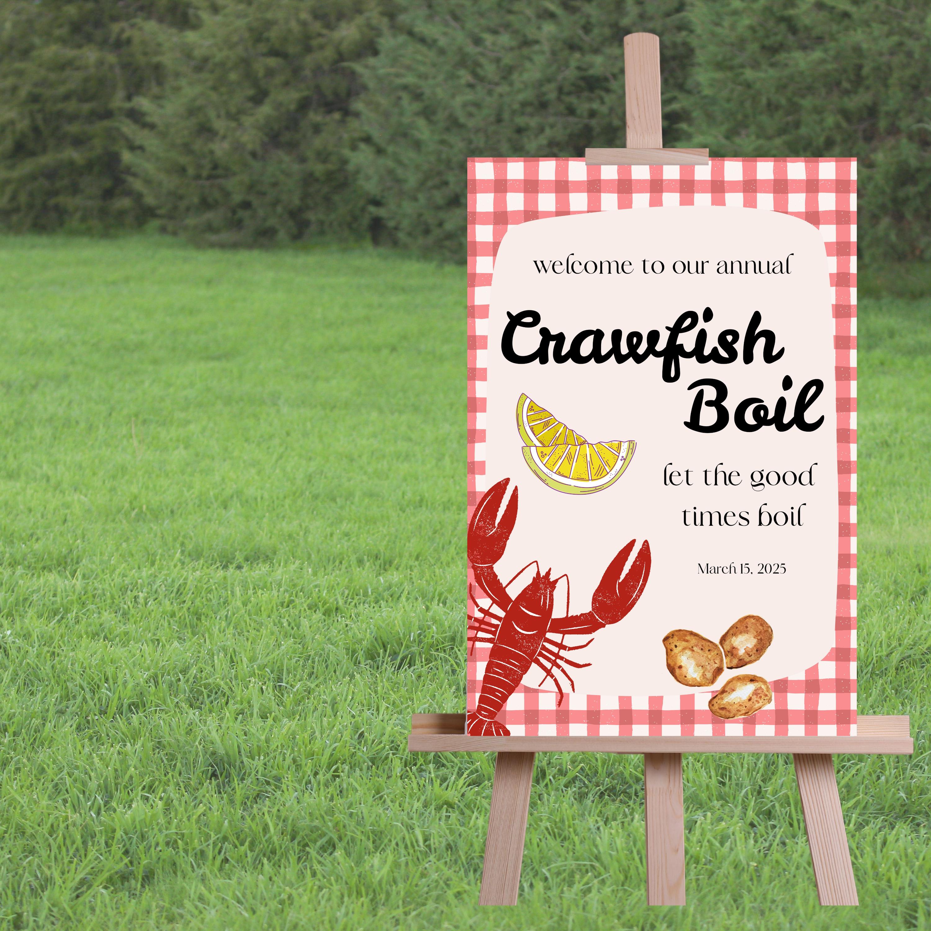 Crawfish Boil Party Welcome Sign Editable Seafood Boil Party Decor ...