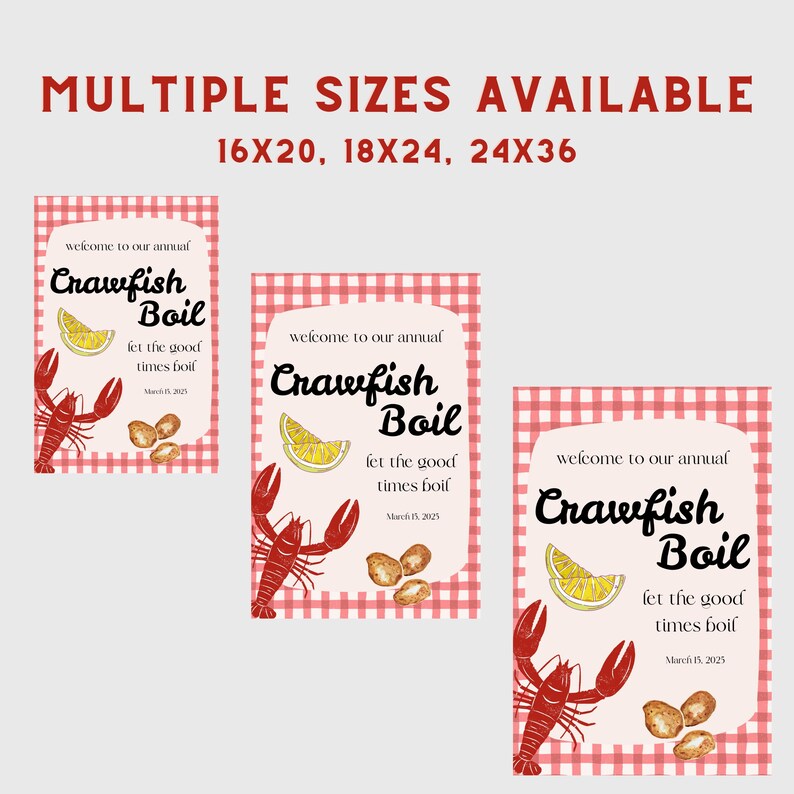 Crawfish Boil Party Welcome Sign Editable Seafood Boil Party Decor ...