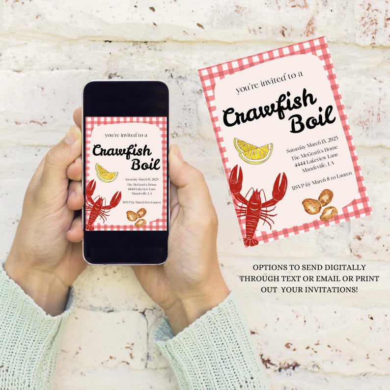 Crawfish Boil Party Invitation Editable Seafood Boil Party Invite Crawfish Party Downloadable ...